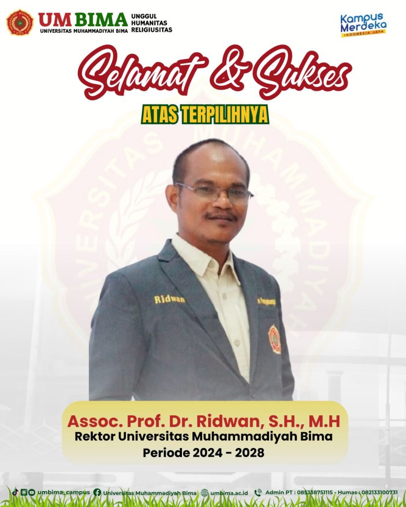 Dr Ridwan kembali diamanahi sebagai Rektor Universitas Muhammadiyah Bima